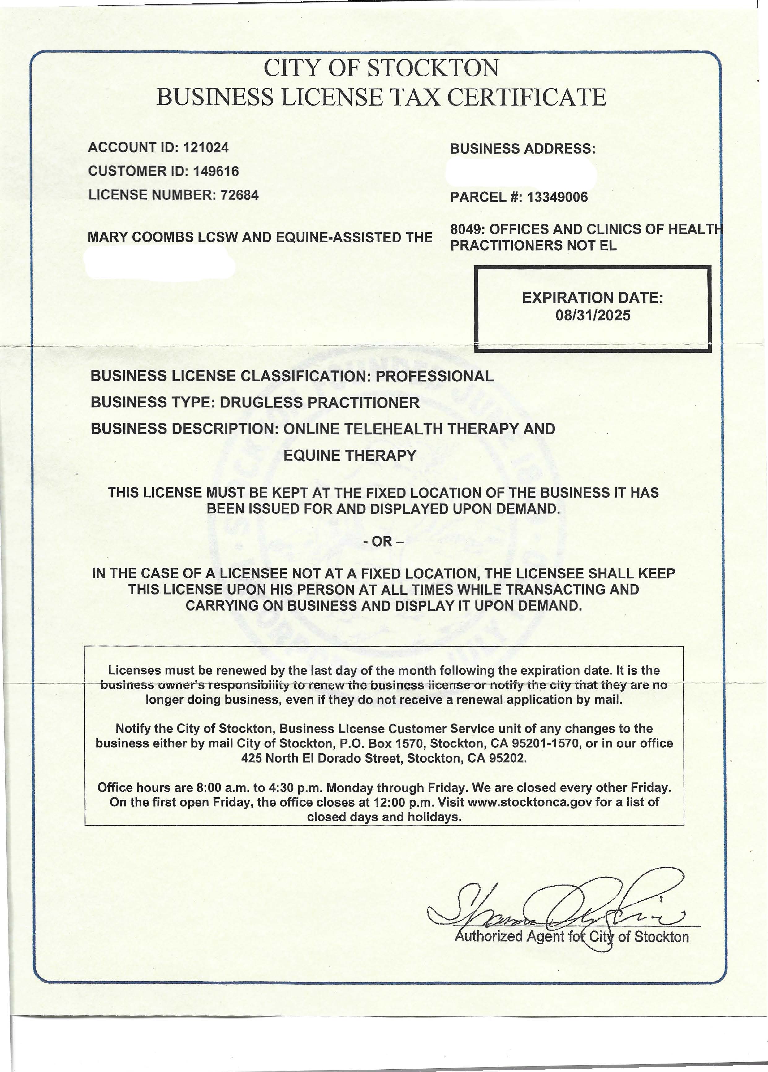 Licenses and Certs – Mary Coombs, LCSW